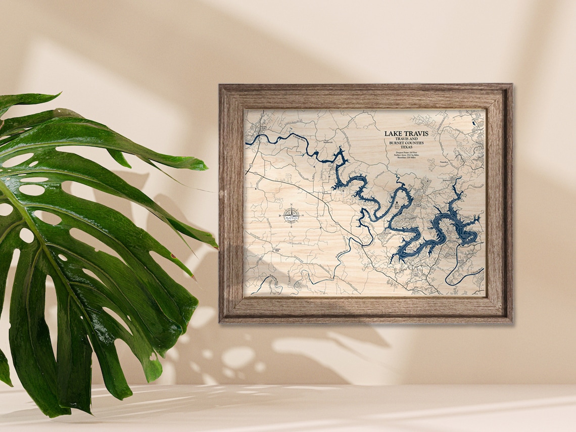 Lake Travis Map 3D Lake Map Wood Lake Map Custom Lake Map - Etsy