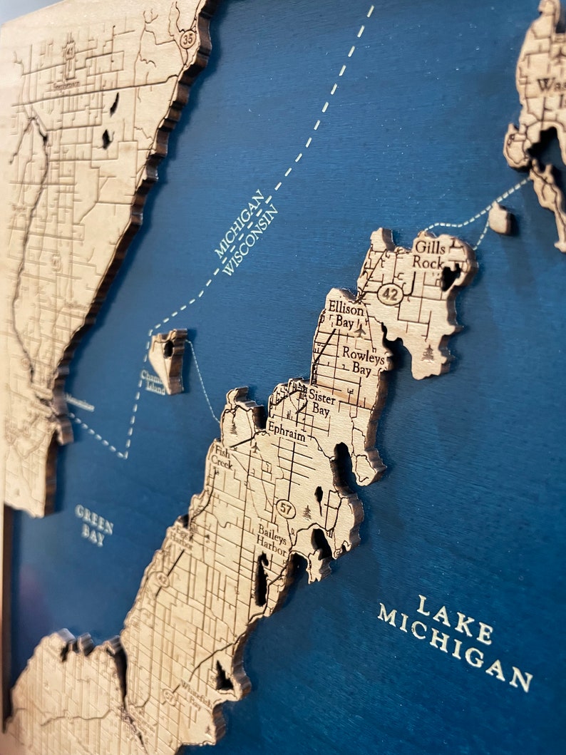 Door County Map Door County Wisconsin Wisconsin Map Wood | Etsy