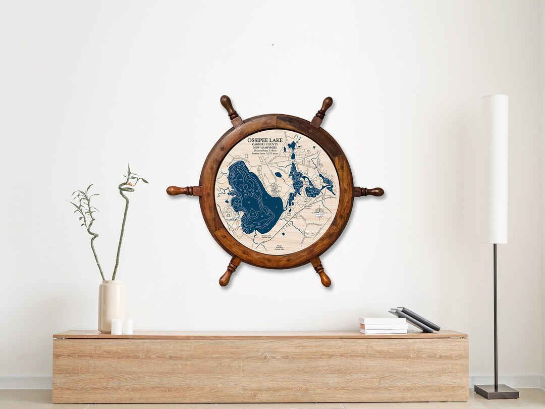 Ossipee Lake Map, Custom Lake, Custom Lake Map, Wood Lake Map, 3D Wall ...