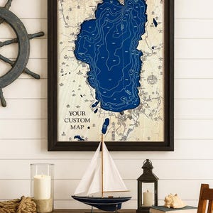 3D Custom Lake Map, Lake House Décor, Wood Depth Map, Personalized ...