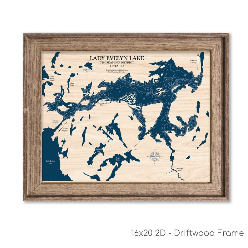 Lady Evelyn Lake Map Custom Lake Map Wood Lake Map 3D Wall - Etsy