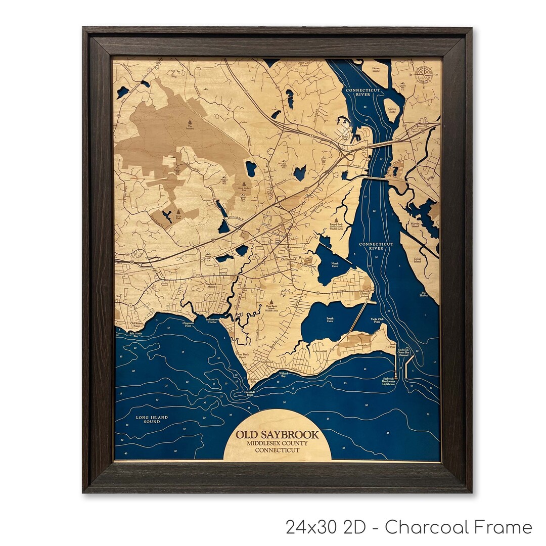 Old Saybrook Map Custom Wood Map Connecticut Map 3D Wall - Etsy
