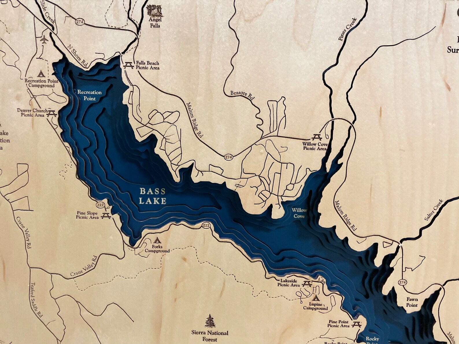 Bass Lake Map Custom Wood Map Custom Lake Art 3D Wall Art - Etsy