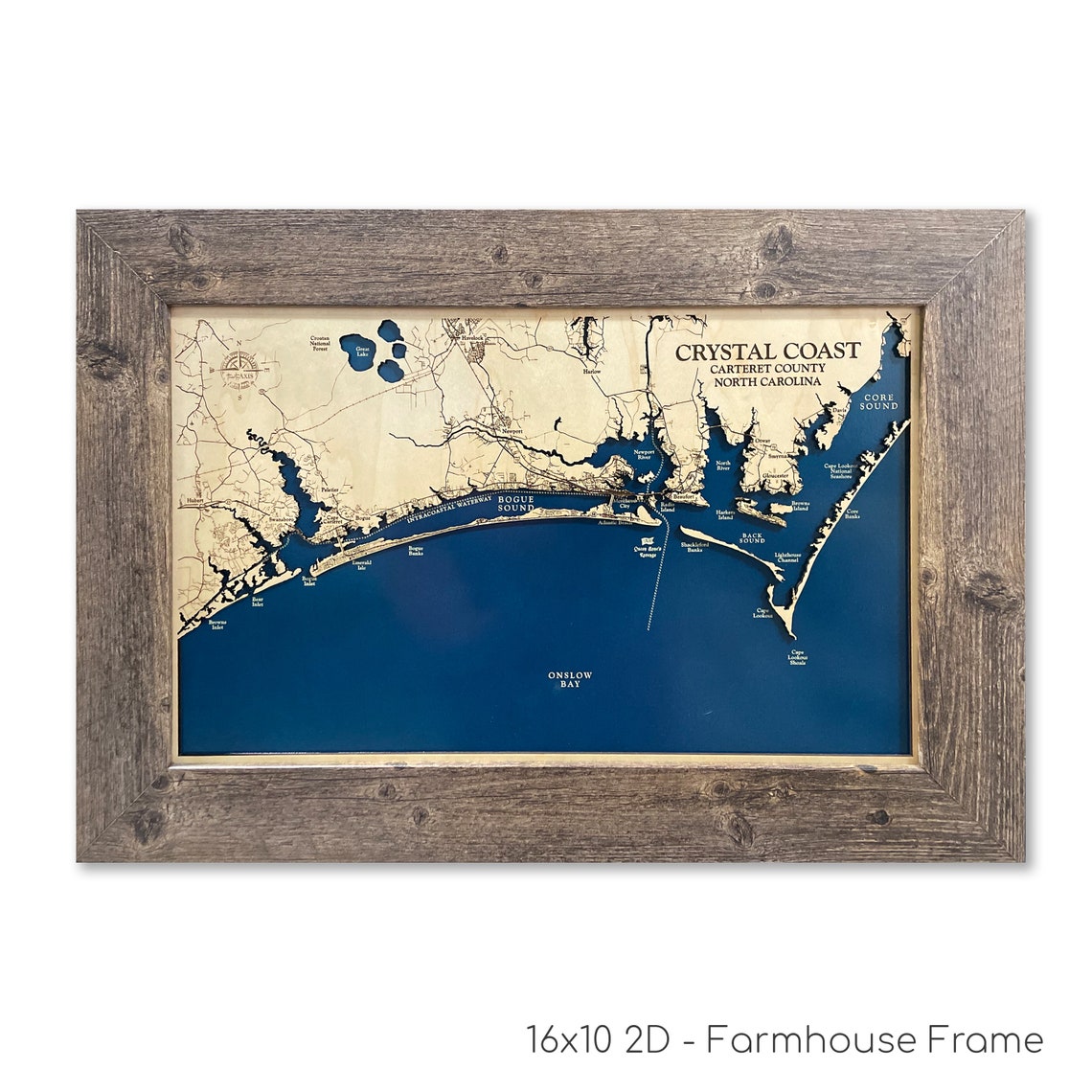 Crystal Coast Map Emerald Isle Map North Carolina Map - Etsy