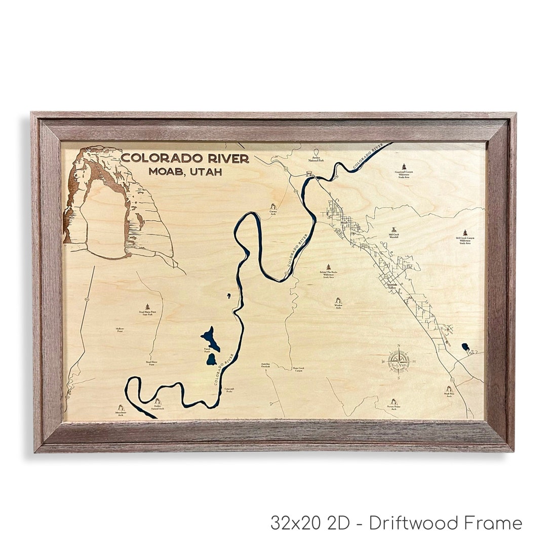 Colorado River Map, Moab, Custom Wood Map, 3D Wall Art, Contour Map ...
