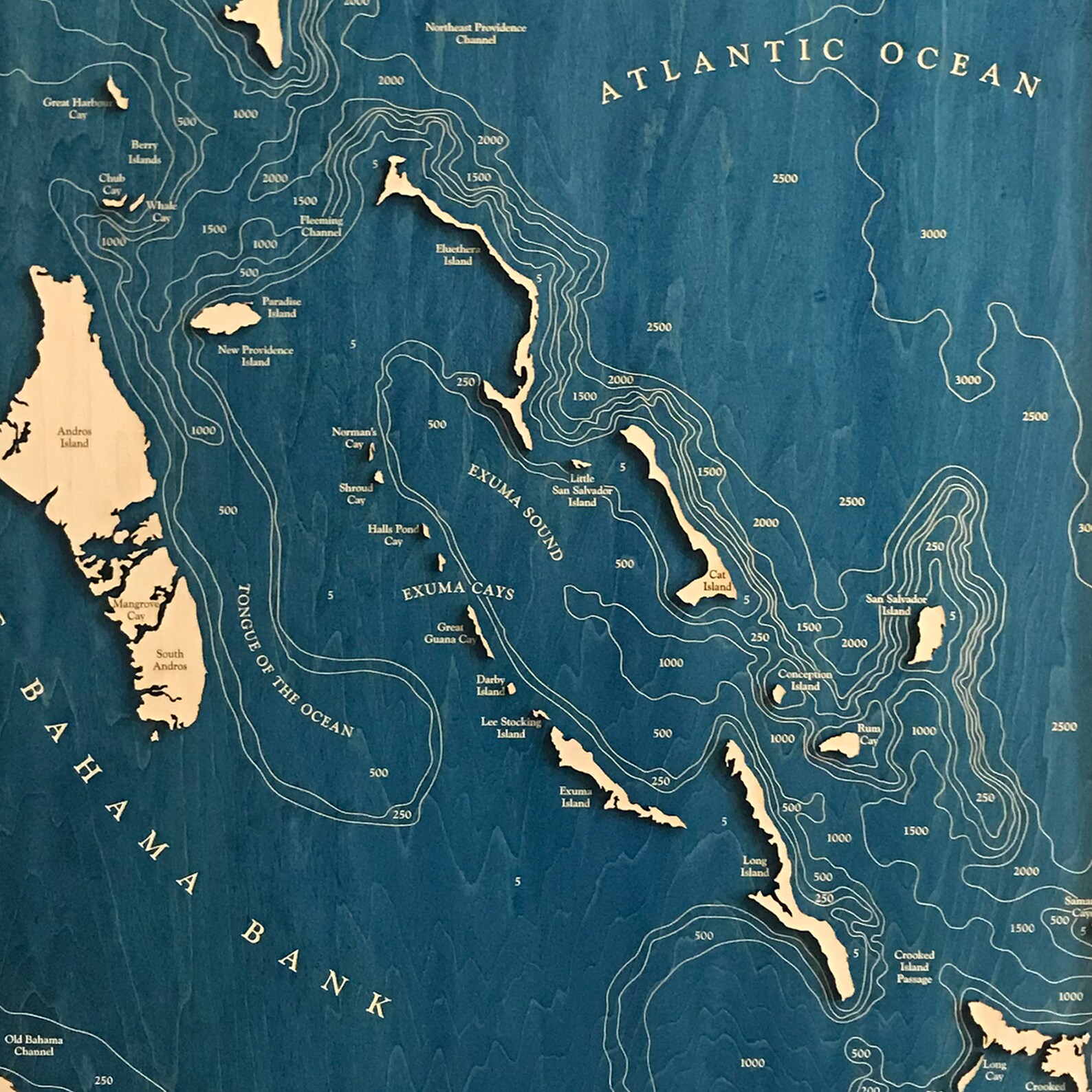 Bahama Map Custom Wood Map Bahamas Art 3D Wall Art Contour Map Beach ...