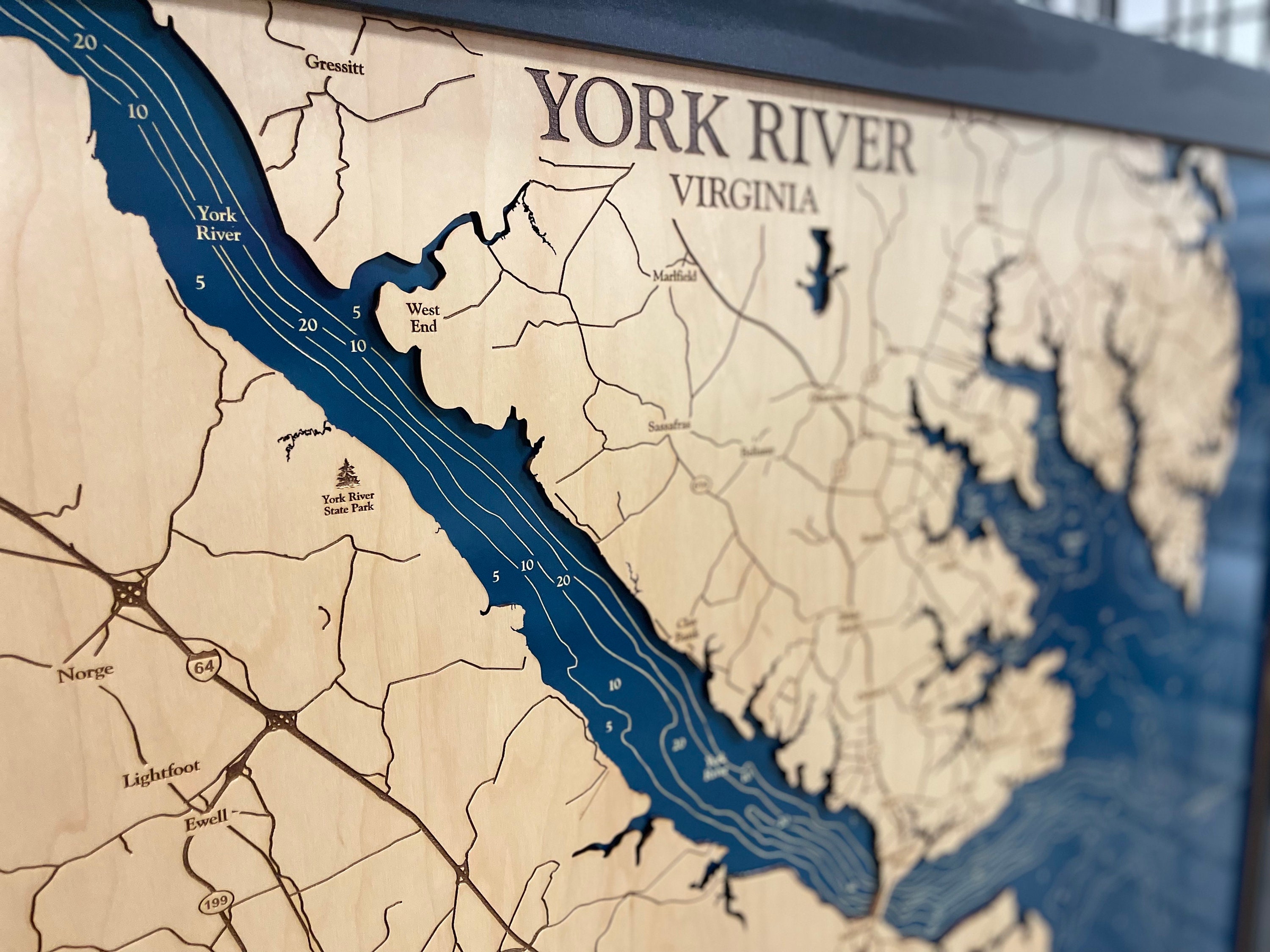 York River Map Chesapeake Bay Map Custom Island Map Wood - Etsy