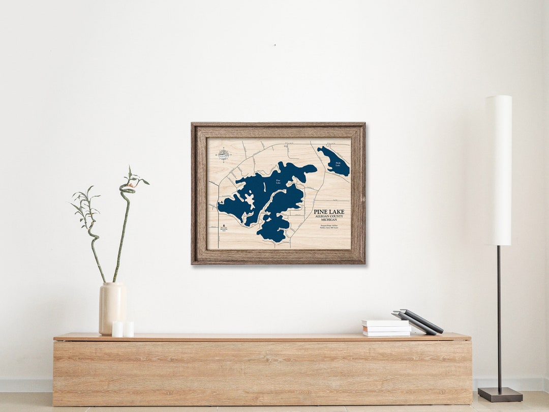 Pine Lake Map, Wood Lake Map, Custom Lake Map, Custom Lake Sign, Custom ...