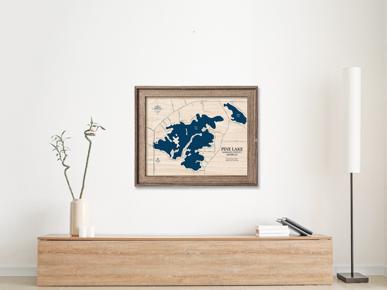 Pine Lake Map Wood Lake Map Custom Lake Map Custom Lake - Etsy