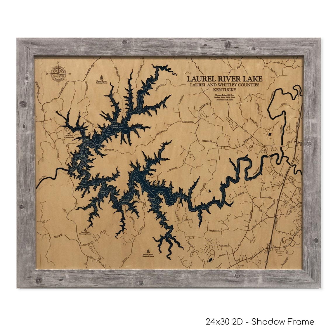 Laurel River Lake Map Laurel River Map Custom Lake Art 3D | Etsy
