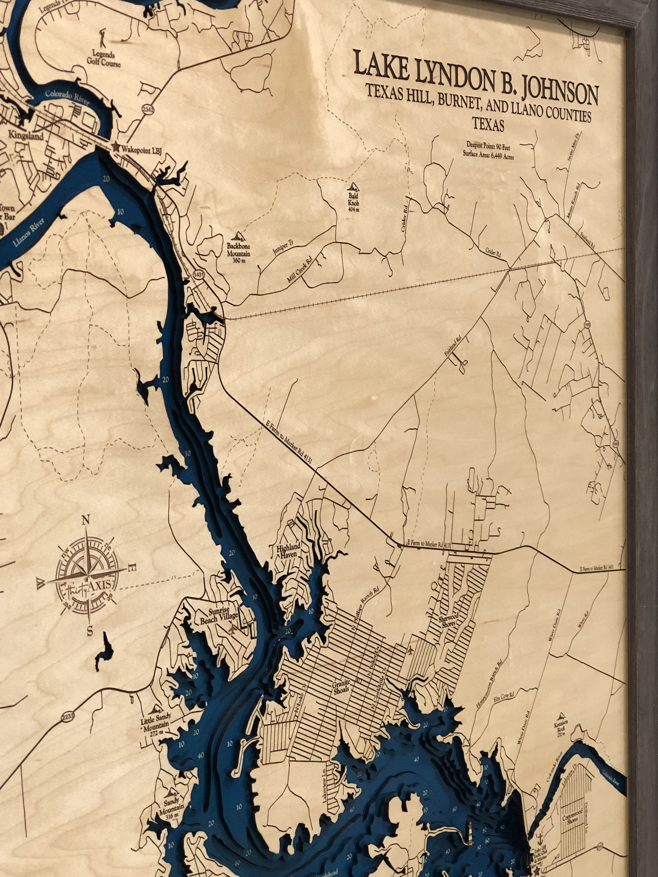 Lake Lyndon B. Johnson Map Lake LBJ Map Custom Lake Sign 3D | Etsy