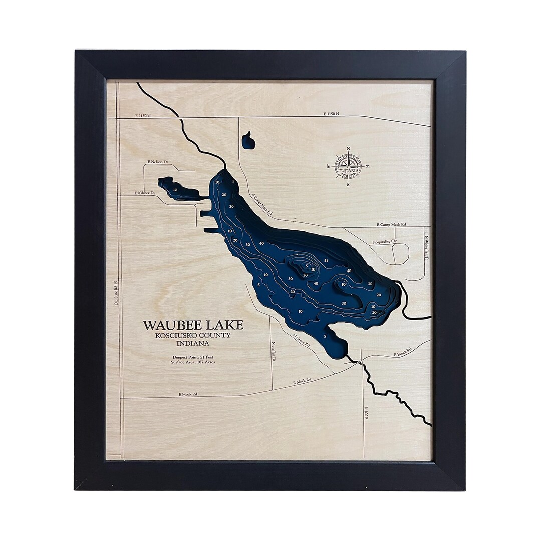 Waubee Lake 3D Wood Map: Custom Lake House Decor - Etsy