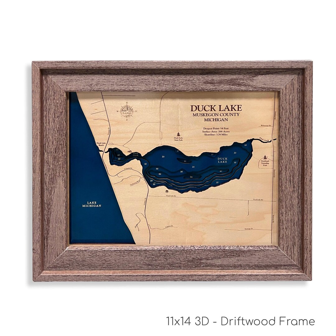 Duck Lake, Custom Wood Map, Duck Lake Map, Custom Lake Sign, Lake Art ...