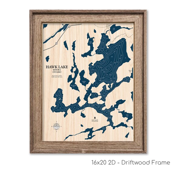 Hawk Lake Map Custom Lake Map Wood Lake Map 3D Wall Art - Etsy