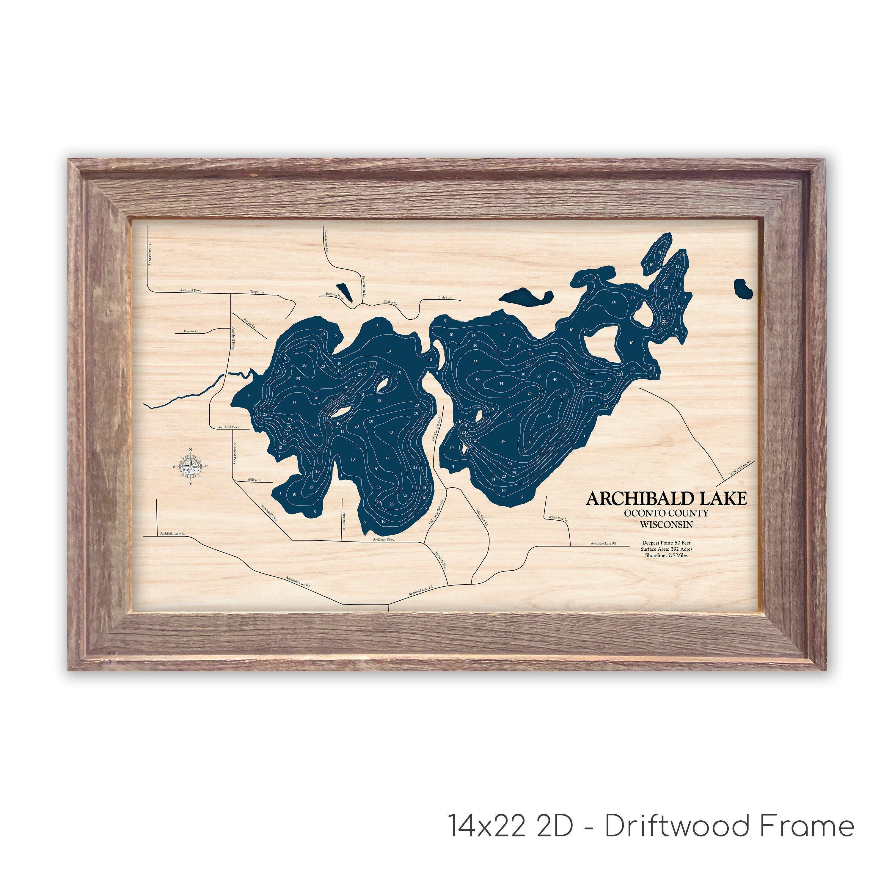 Archibald Lake Wisconsin - Custom Wood Map - Art - 3D Wall Art ...