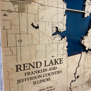 Rend Lake, Rend Lake Map, Illinois Map, Wood Lake Map, Custom Lake Sign ...