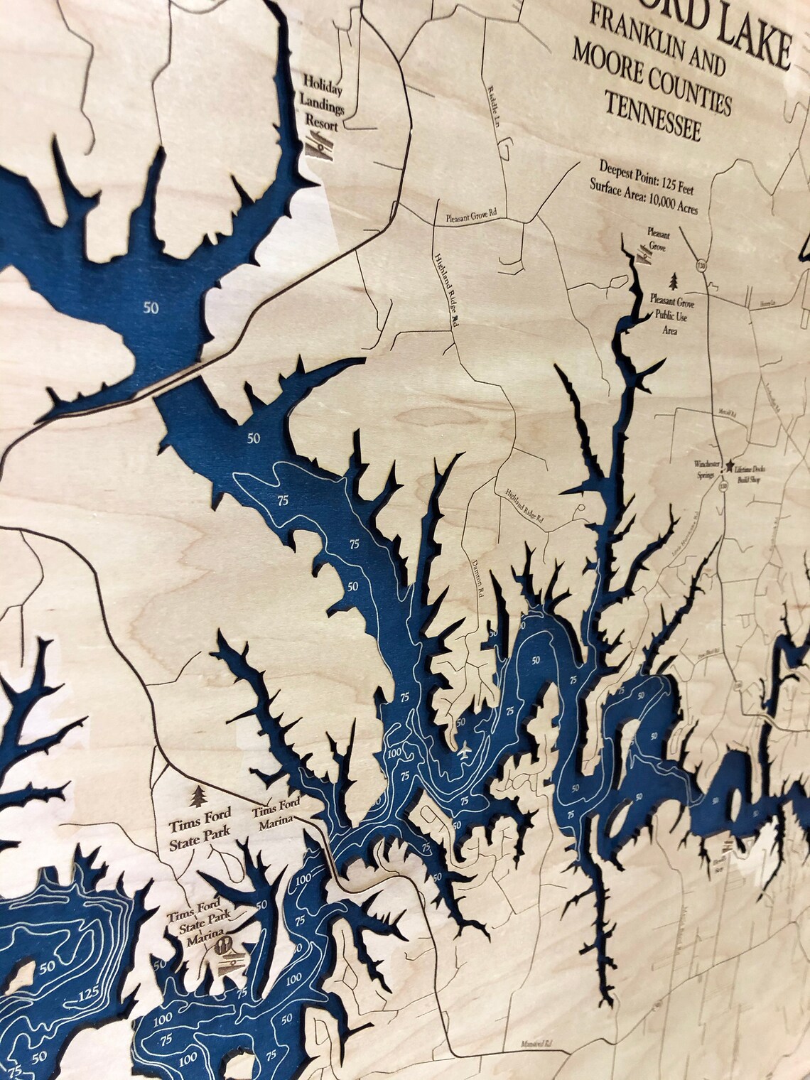Tims Ford Lake Custom Wood Map 3D Wall Art Contour Map | Etsy