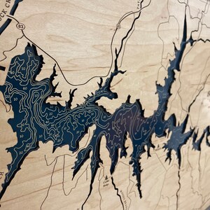 3D Custom Lake Map, Lake House Décor, Wood Depth Map, Personalized ...