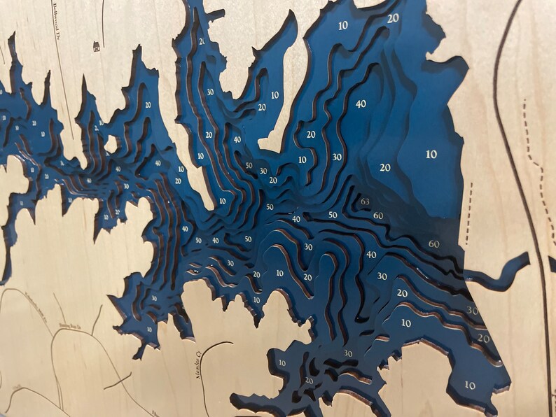 Hunting Run Reservoir 3D Lake Map Wood Lake Map Custom Lake - Etsy