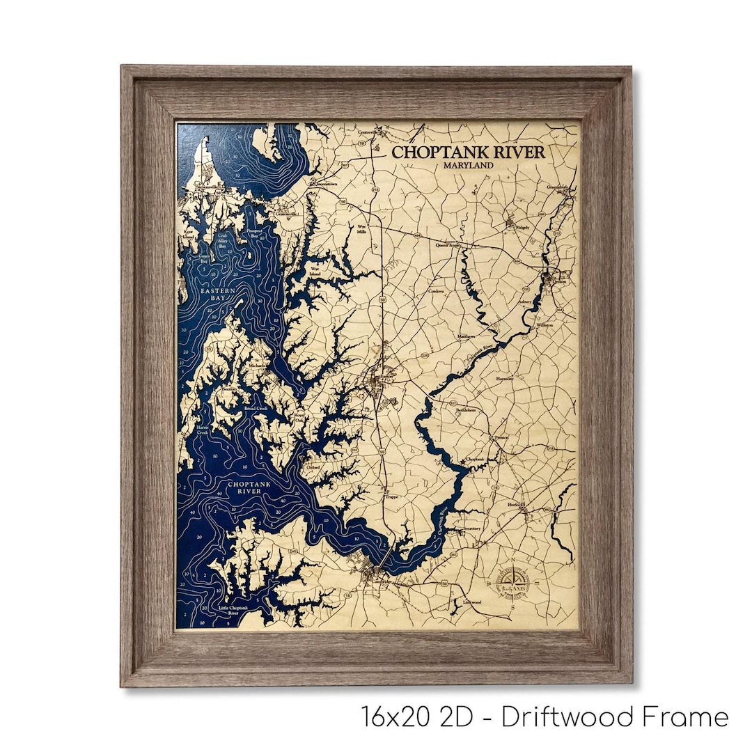 Choptank River Map, Custom Wood Map, Custom Lake Art, 3D Wall Art ...