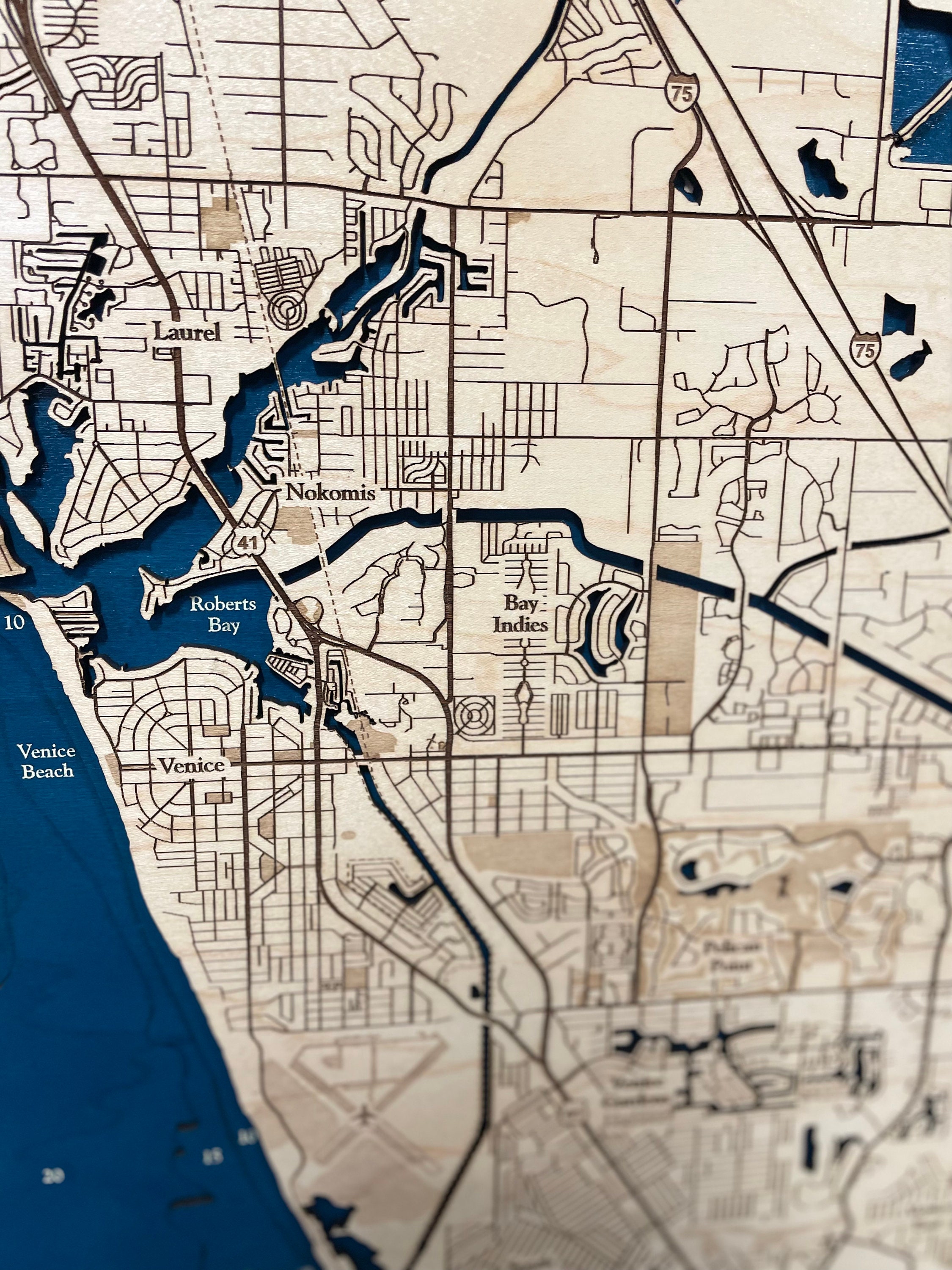Venice Florida Map Venice Beach Map Custom Wood Map 3D | Etsy