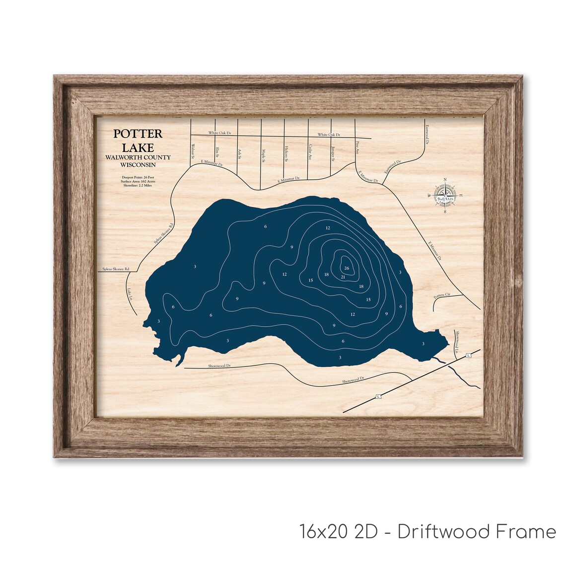 Potter Lake Map Wood Lake Map Custom Lake Map Custom Lake - Etsy