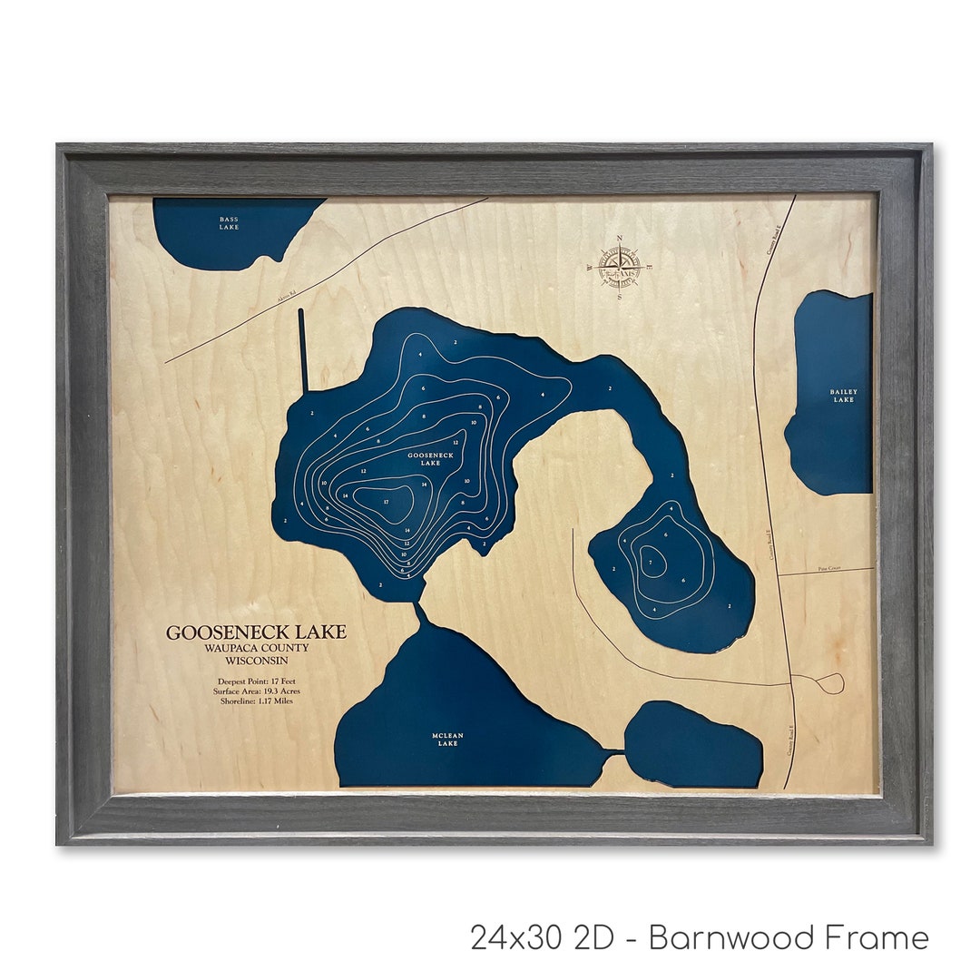 Gooseneck Lake Map, Gooseneck Lake, Wood Lake Map, Wood Lake Sign, Lake ...