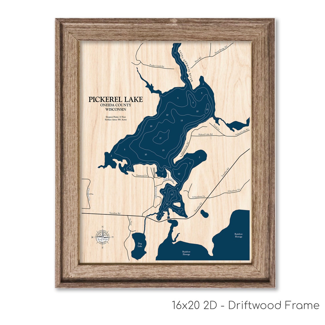 Pickerel Lake Map Wood Lake Map Custom Lake Map Custom Lake - Etsy