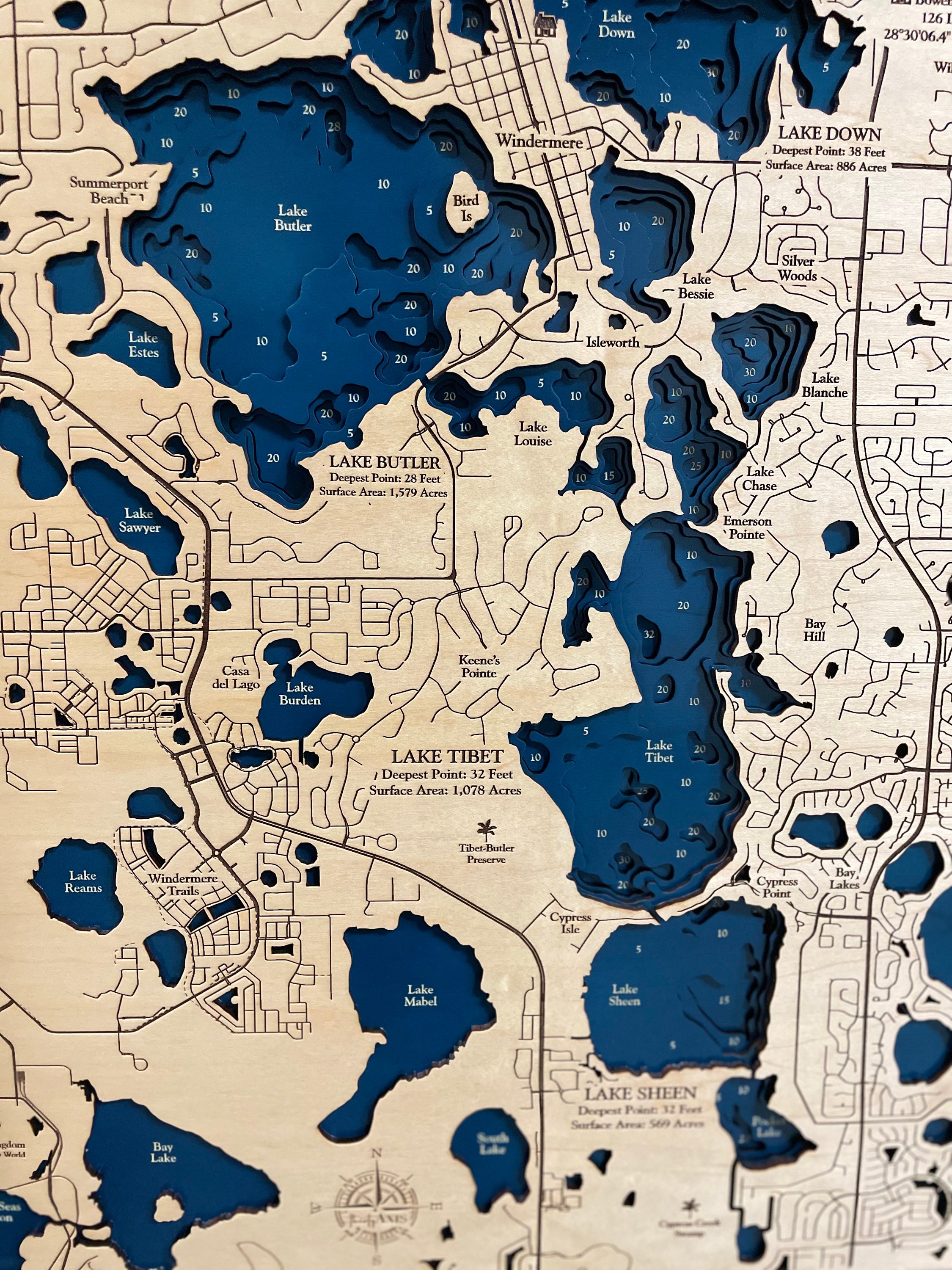 Windermere Chain of Lakes Map Wood Lake Map Custom Lake Map - Etsy