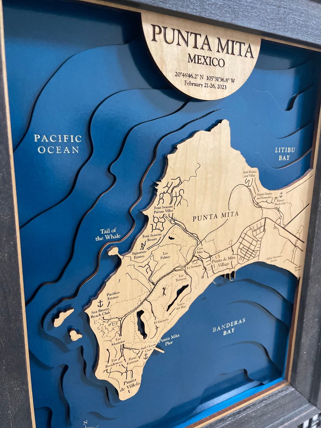 Mapa de Punta Mita Mapa de Madera de México Mapa De Madera - Etsy España