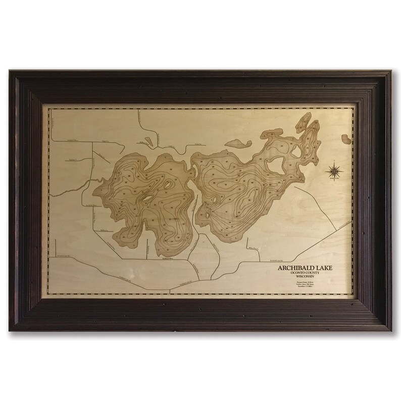 Archibald Lake Wisconsin Custom Wood Map Art 3D Wall Art | Etsy