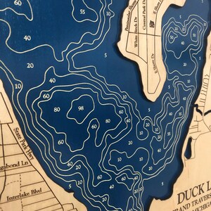 Duck Lake Map, Custom Wood Map, 3D Wall Art, Michigan, Contour Map ...