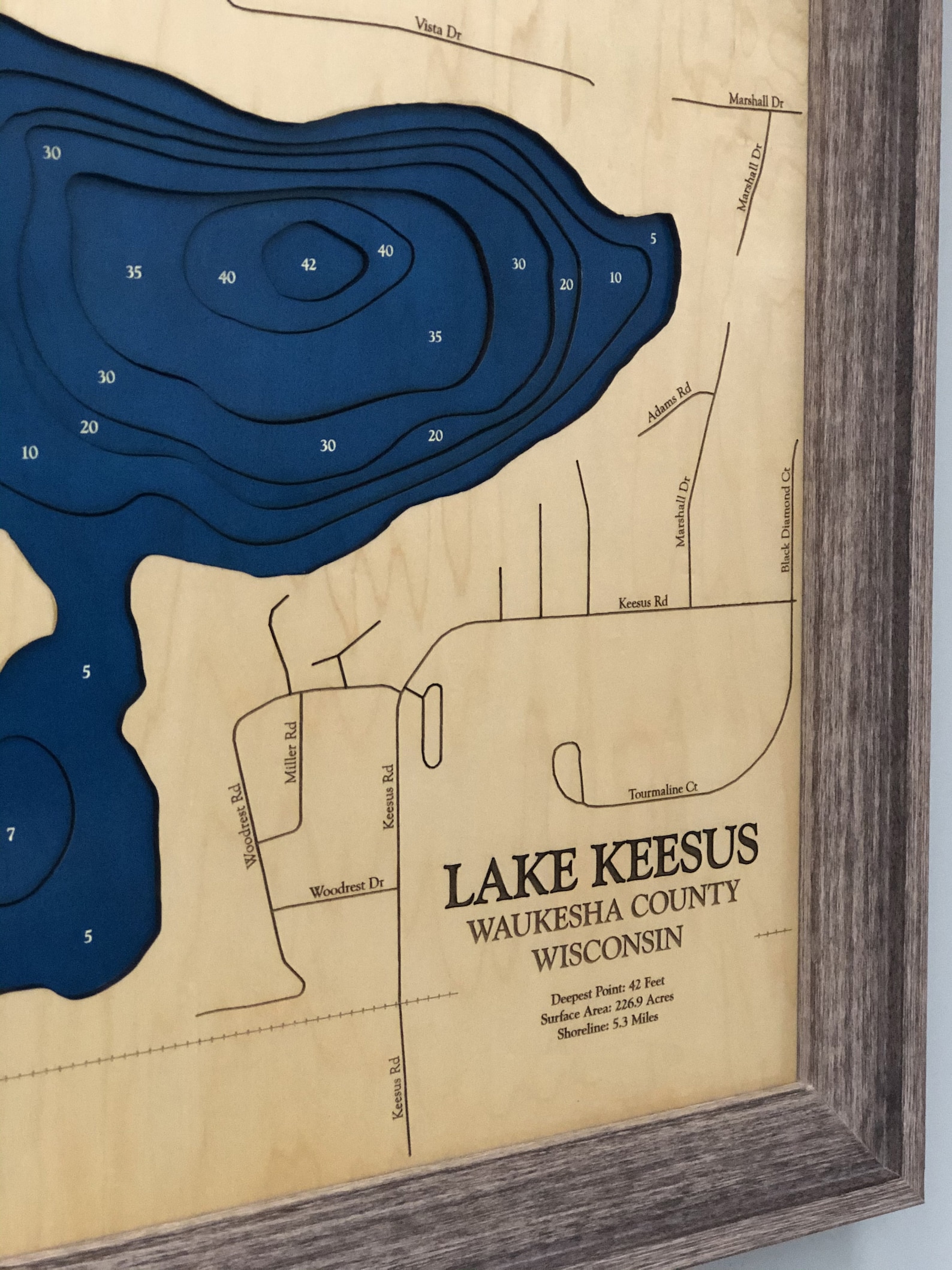 Lake Keesus Map Lake Keesus Lake Art Keesus Custom Wood - Etsy