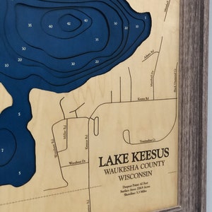 Lake Keesus Map, Lake Keesus, Lake Art, Keesus, Custom Wood Map, 3D ...