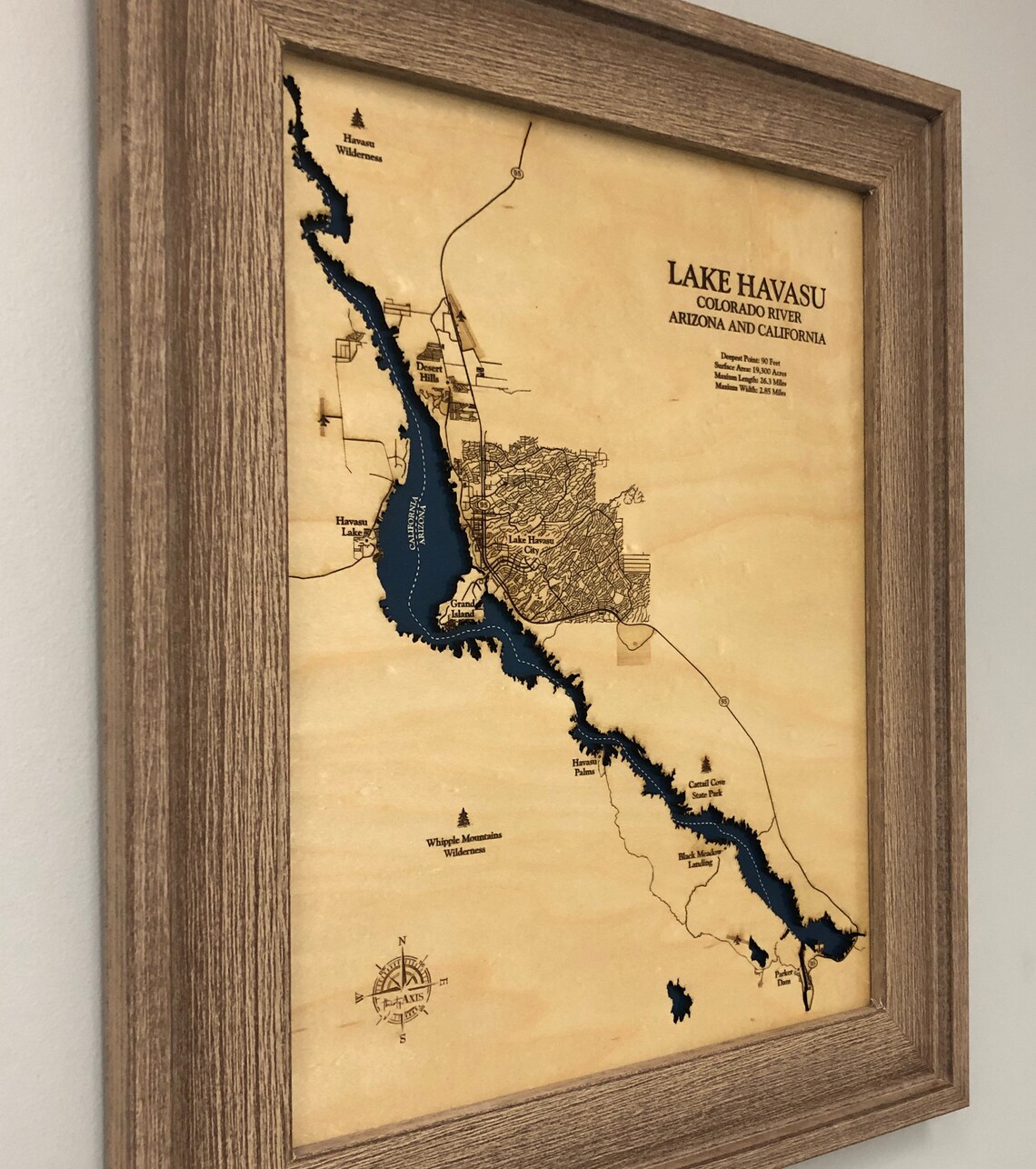 Full Lake Havasu Map Custom Wood Map 3D Wall Art Contour - Etsy