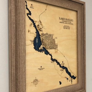 Full Lake Havasu Map, Custom Wood Map, 3D Wall Art, Contour Map, Lake ...
