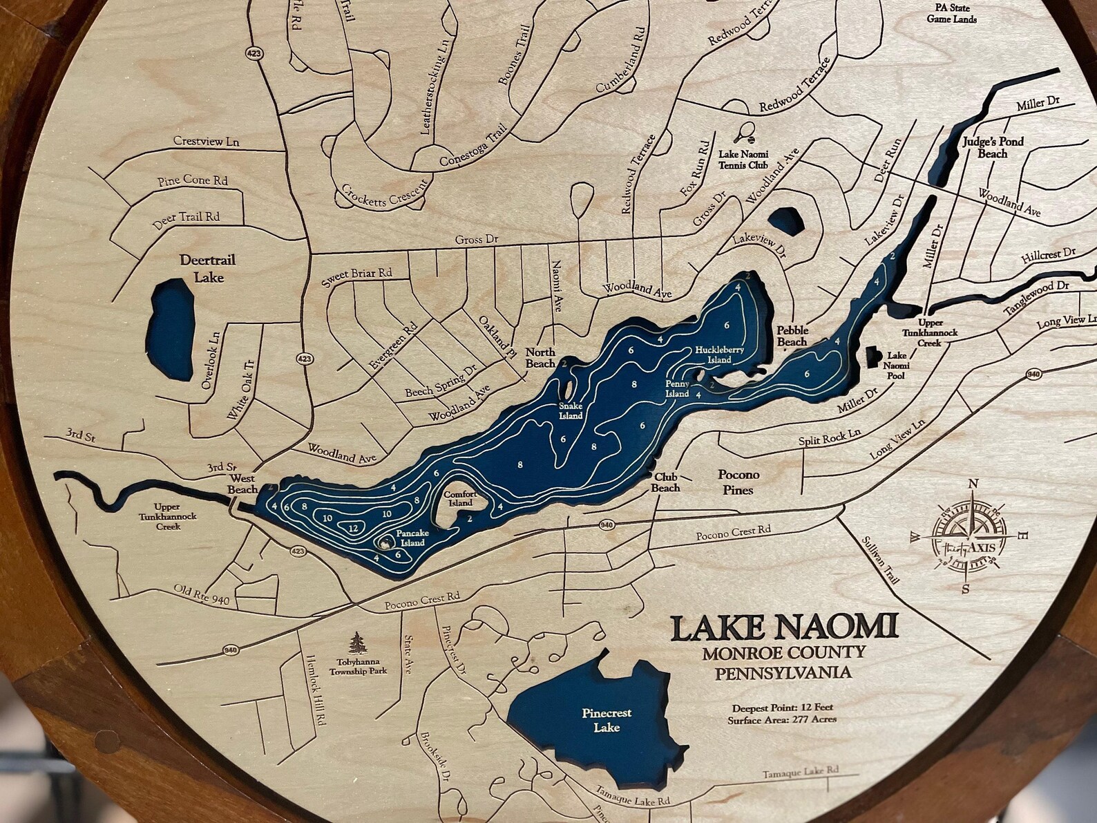 Lake Naomi Map, Custom Wood Map, Custom Lake Art, 3D Wall Art, Contour ...