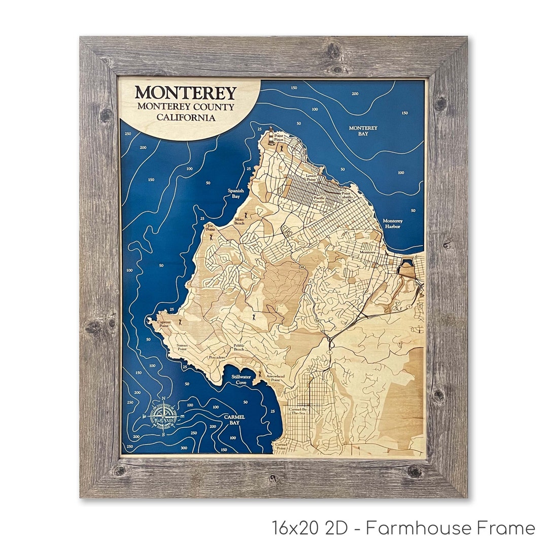 Monterey Map, Monterey Bay, Carmel Map, California, Custom Beach Sign ...
