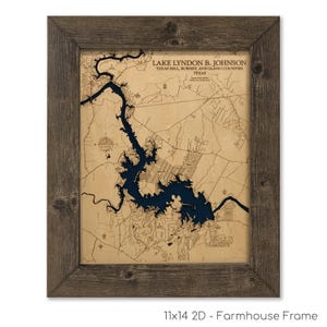 Lake Lyndon B. Johnson Map, Lake LBJ Map, Custom Lake Sign, 3D Wall Art ...