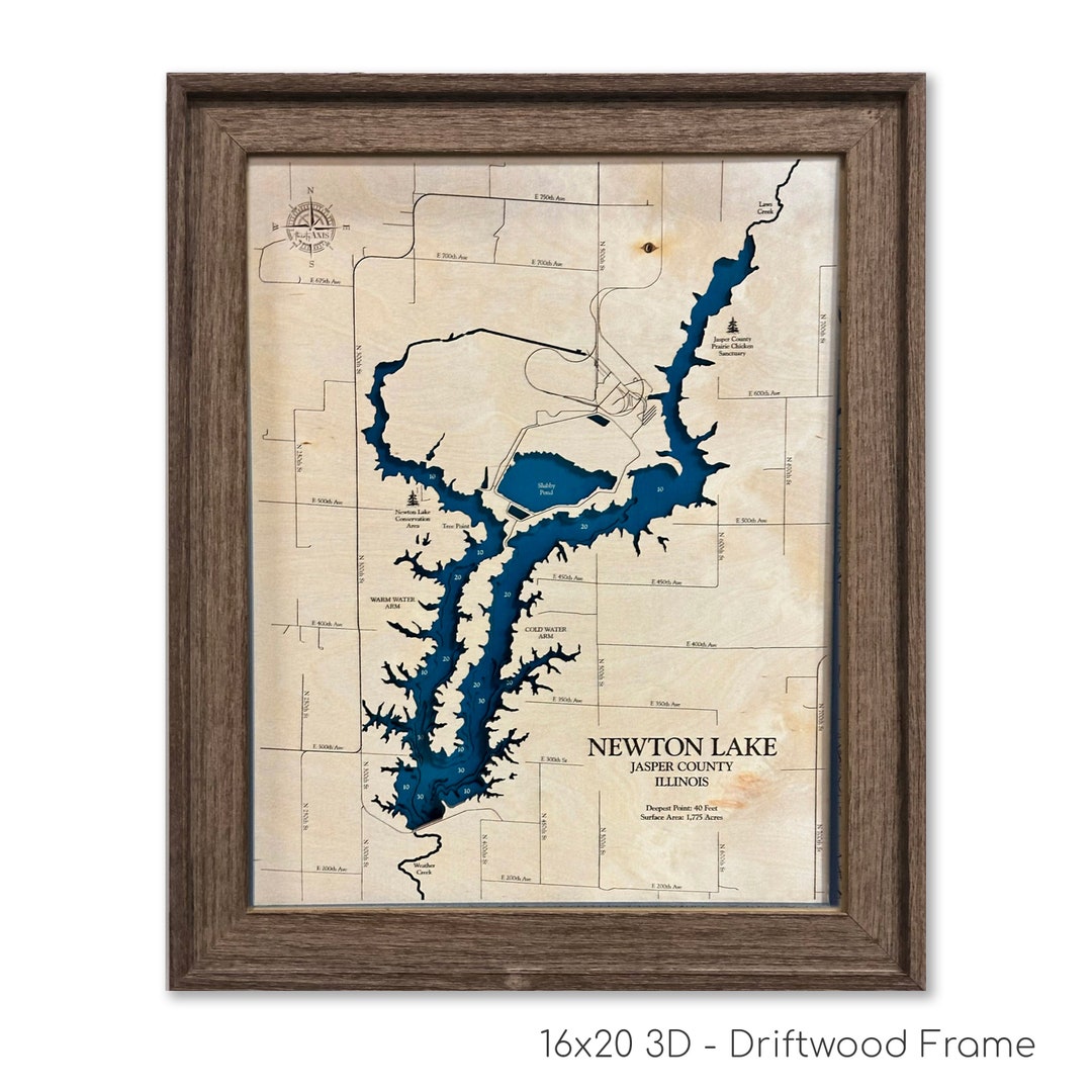 Newton Lake Map, Newton Lake, Wood Lake Map, Wood Lake Sign, Lake Art ...