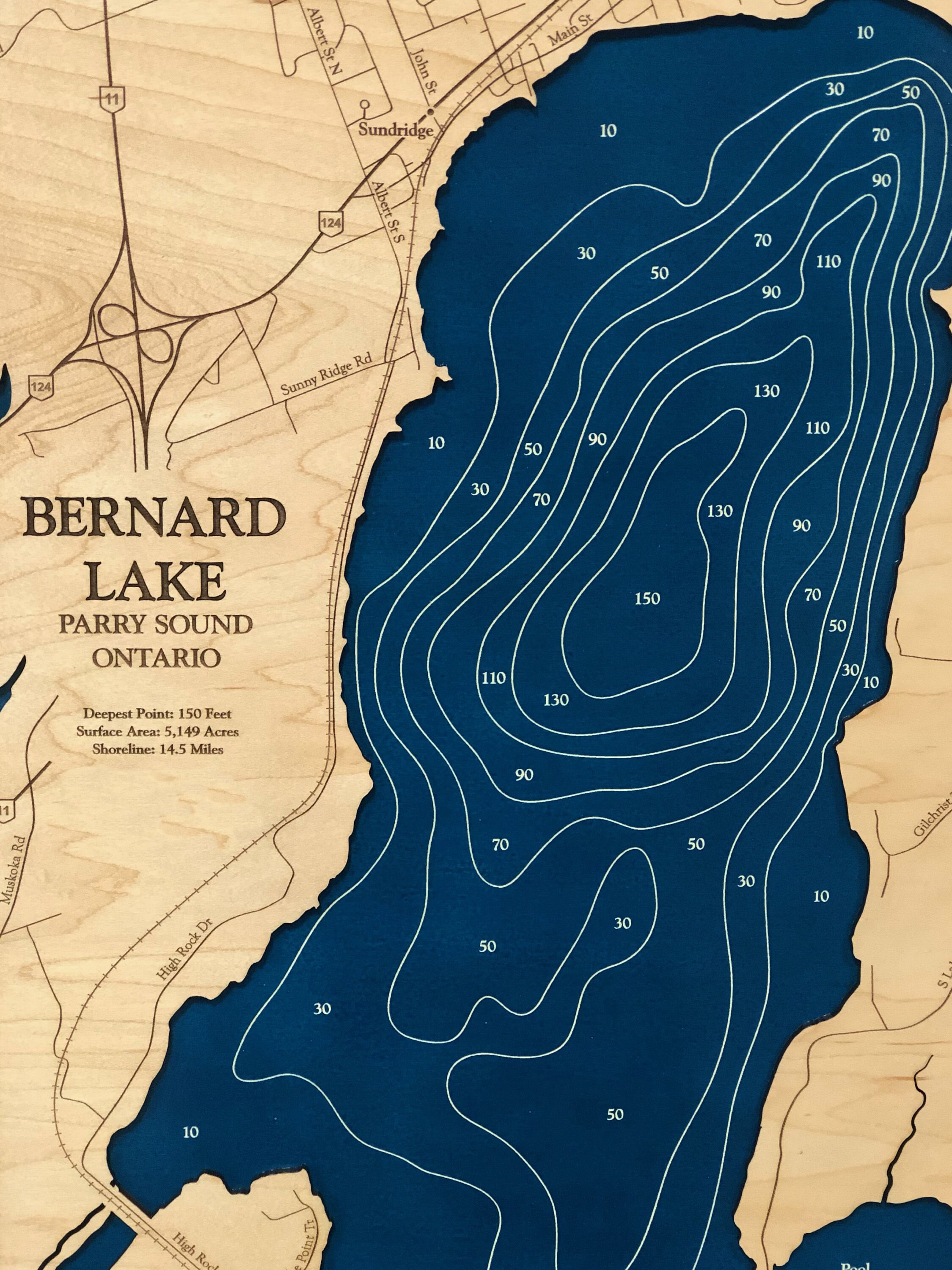 Bernard Lake Map Parry Sound Map Custom Wood Map 3D Wall - Etsy