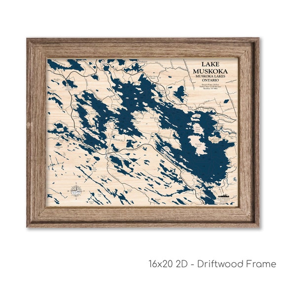 Lake Muskoka Map Wood Map Custom Lake Map Wood Lake Map 3D - Etsy
