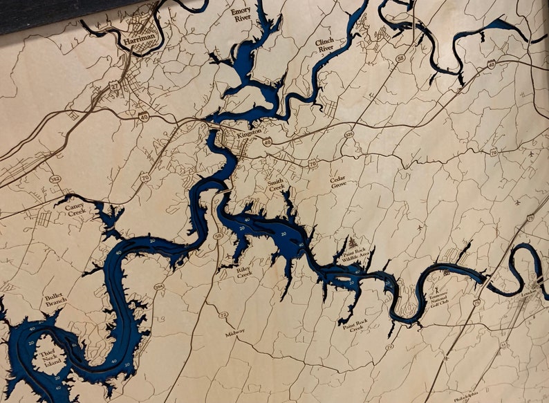 Watts Bar Lake Map Watts Bar Lake Wood Lake Map Wood Lake - Etsy