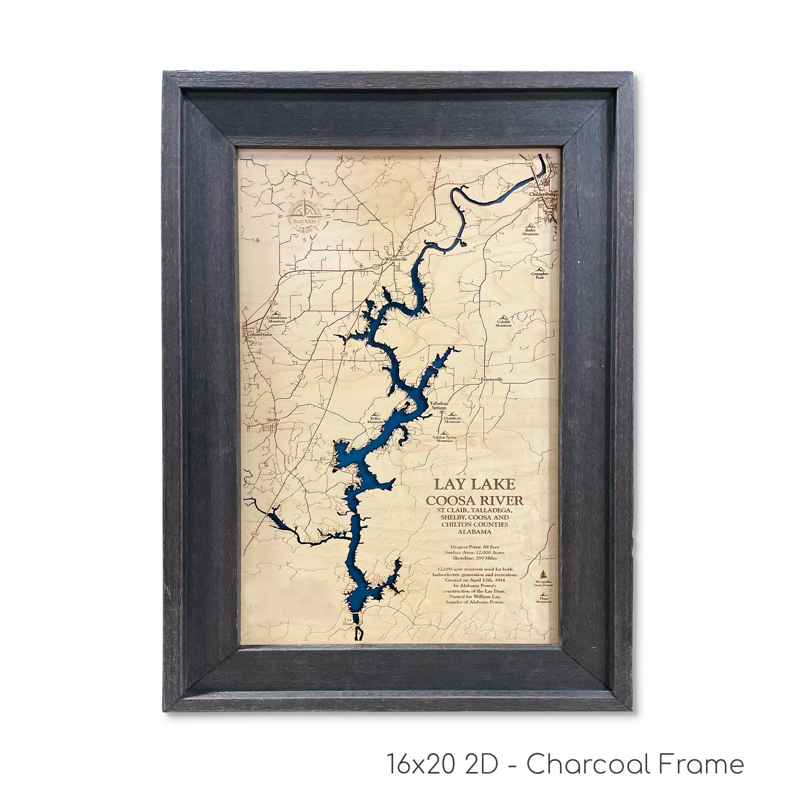 Lay Lake Map Coosa River Map Custom Lake Map Wood Lake Map - Etsy