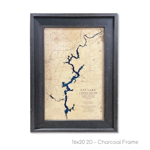 Lay Lake Map, Coosa River Map, Custom Lake Map, Wood Lake Map, 3D Wall ...