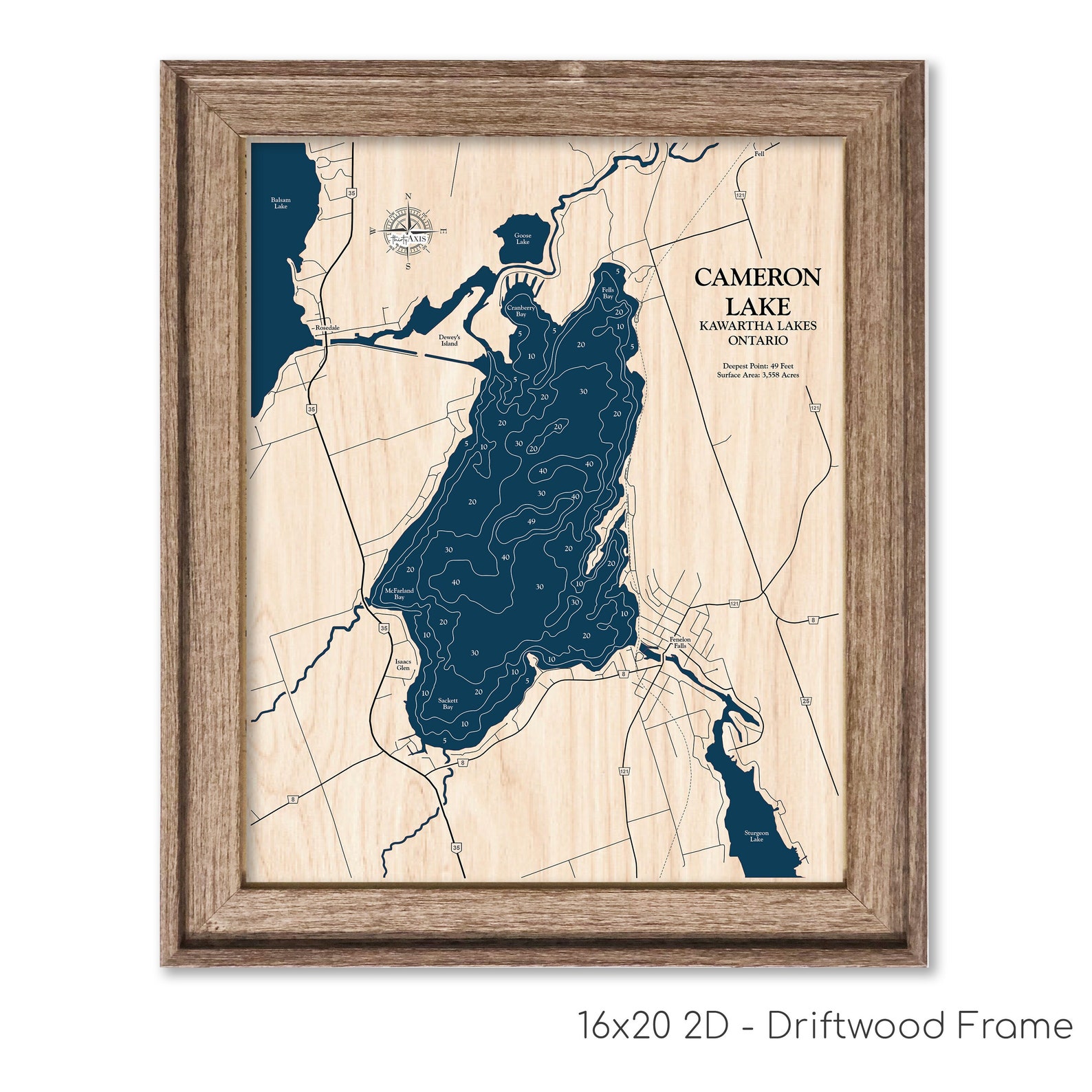 Cameron Lake Map Custom Wood Map Custom Lake Art 3D Wall - Etsy