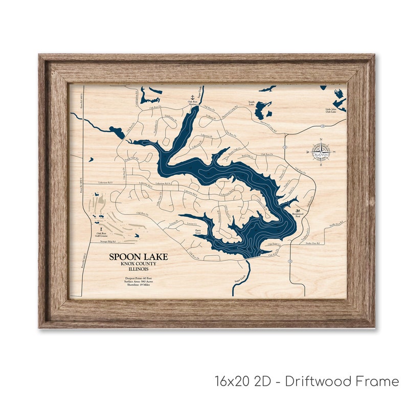 Spoon Lake 3D Lake Map Wood Lake Map Custom Lake Map - Etsy