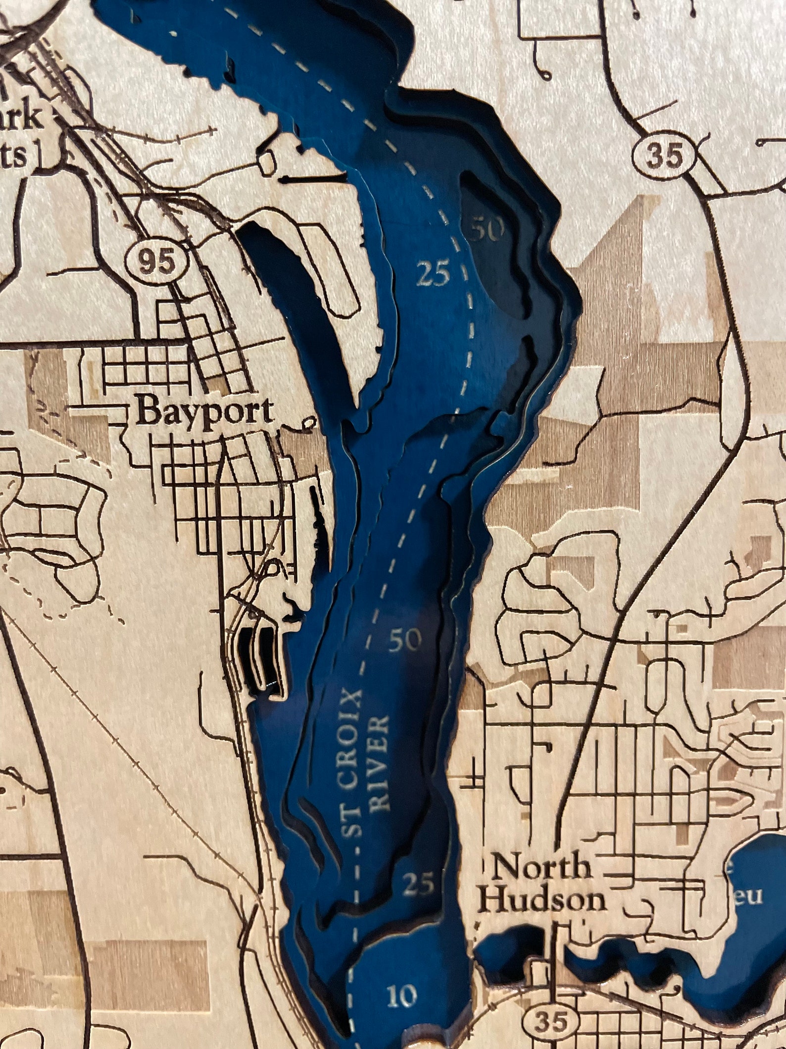 St. Croix River Map, Custom Wood Map, 3D Wall Art, Contour Map Lake ...