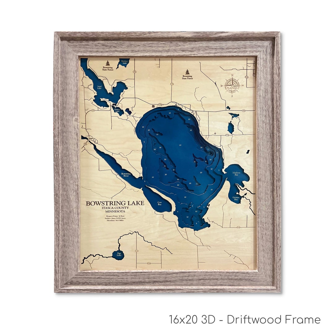 Bowstring Lake Map, Bowstring Lake, Wood Lake Map, Wood Lake Sign, Lake ...
