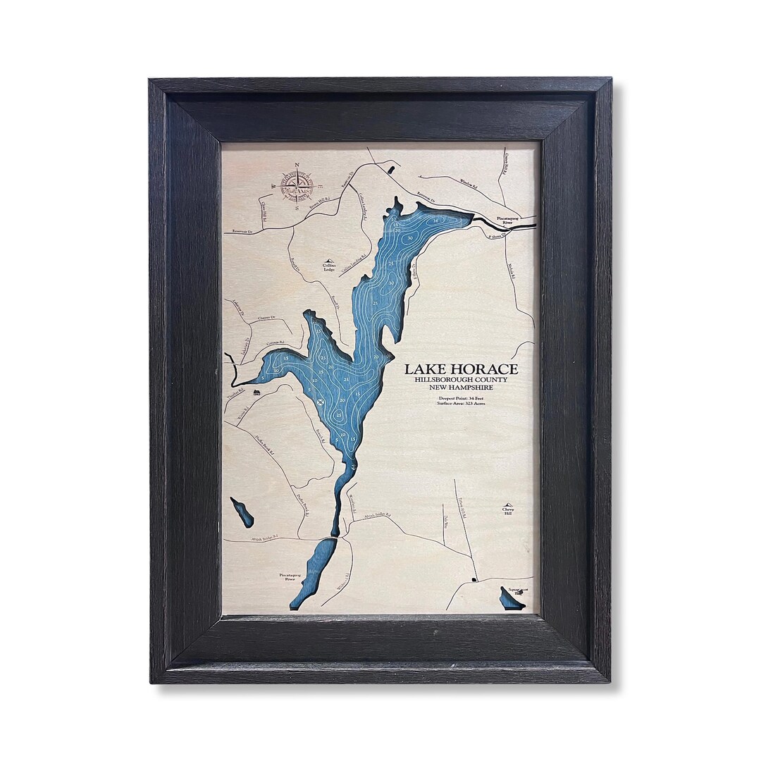 Lake Horace Map, Wood Lake Map, Custom Wood Map, Lake Map, Lake Gift ...